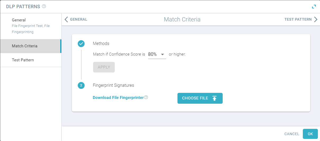 Creating file fingerprinting data pattern
